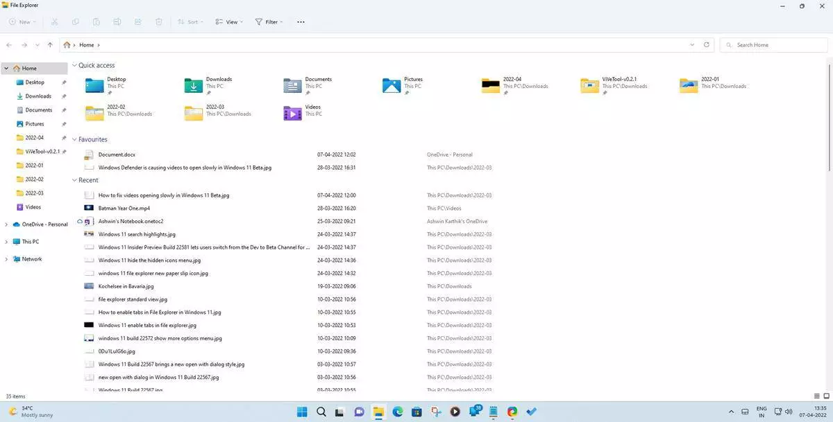 Windows 11 Insider Preview Build 22593 ले फाइल एक्सप्लोररको लागि गृह पृष्ठ ल्याउँछ