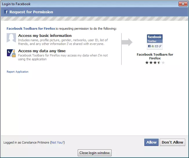 facebook toolbar-ийн зөвшөөрөл