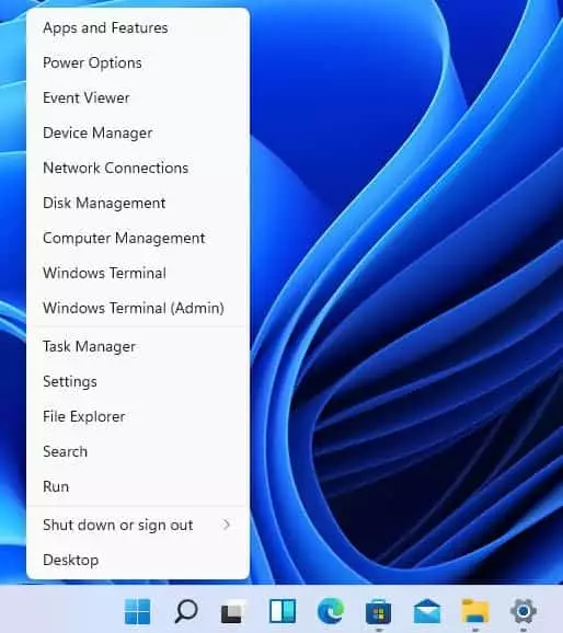 Windows 11 - Start button na menu ng konteksto