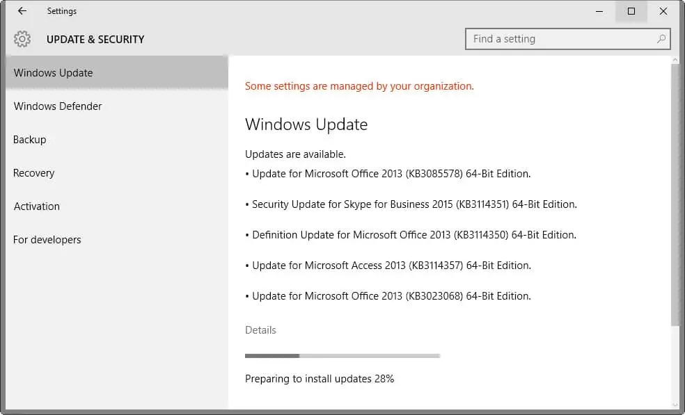 mga update sa windows