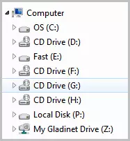 Windows Explorer: Ҳарфҳои дискро пеш аз номҳои диск нишон диҳед