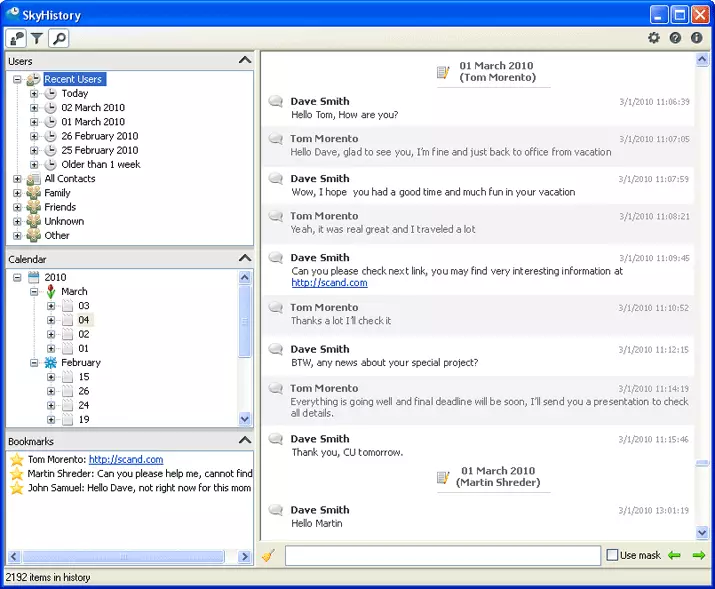 Skype chatgeschiedenis manager