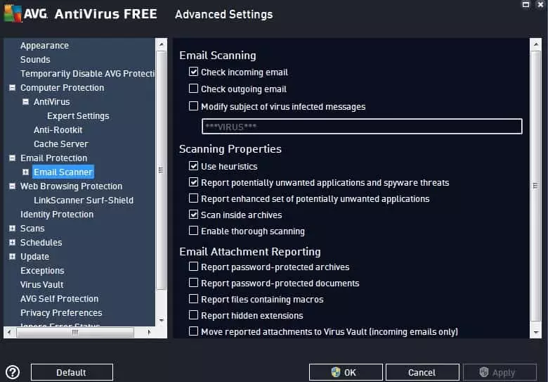 rata-rata setelan antivirus gratis