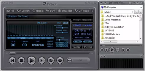 interface do player de áudio a jato
