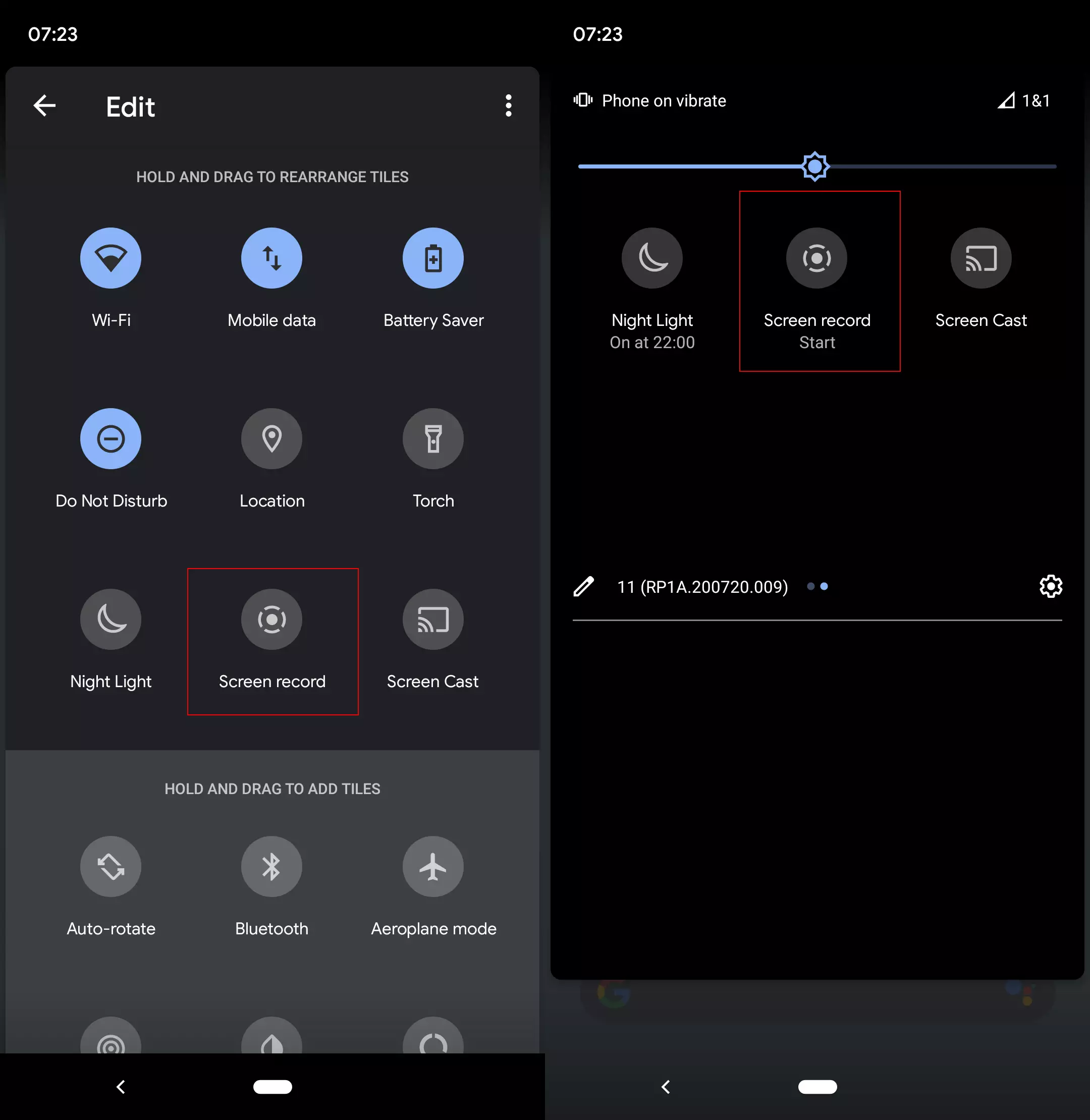 android 11 إضافة خيار تسجيل الشاشة