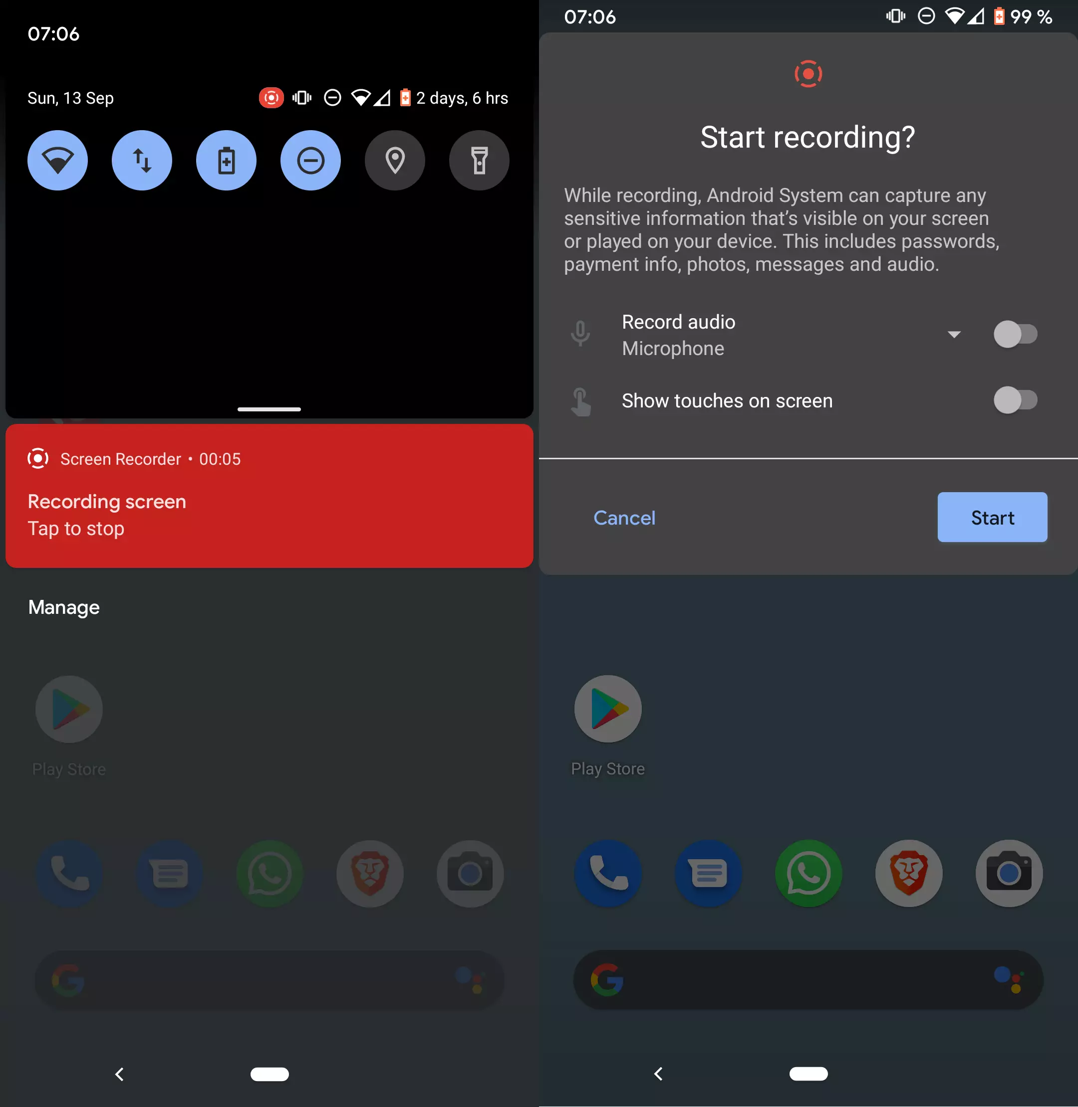 android 11 ekran kaydı