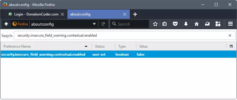 sigurnosno nesigurno polje firefox