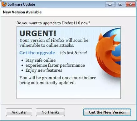 फायरफक्स 3.6 स्वचालित अपडेट