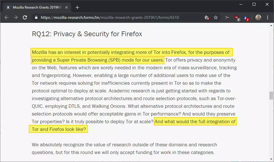 firefox tor entegrasyon