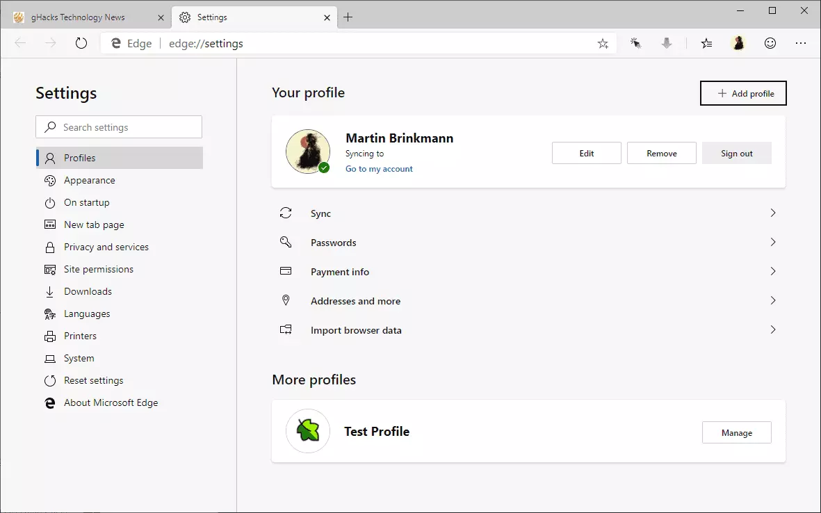 profile wielokrotne microsoft edge