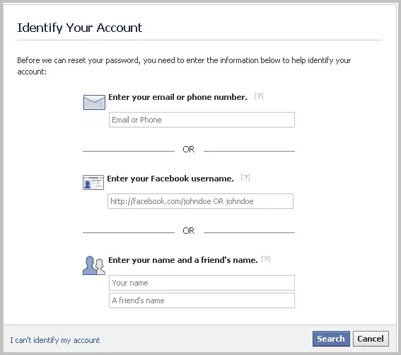 facebook azonosító fiók