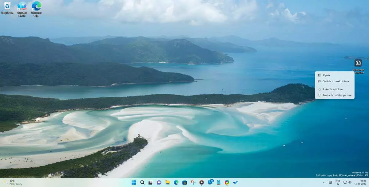 Windows Spotlight Windows 11 Insider Preview Build 22598-ში