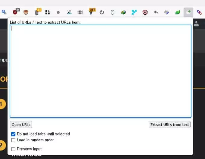धेरै URL हरू खोल्नुहोस् फायरफक्स र क्रोमको लागि एउटा विस्तार हो जसले केही क्लिकहरूमा धेरै URL हरू लोड गर्न सक्छ।