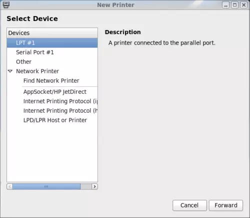 Nyetél printer jaringan dina Fedora 13 10518_2