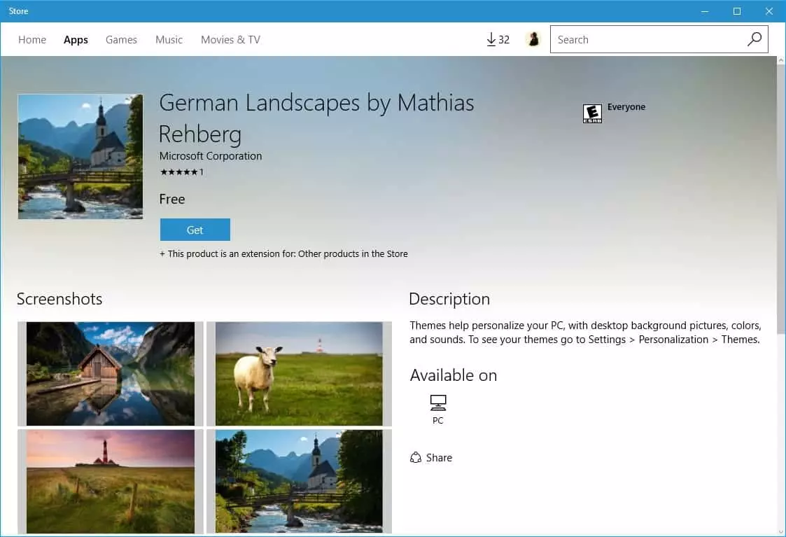 Windows Store teme