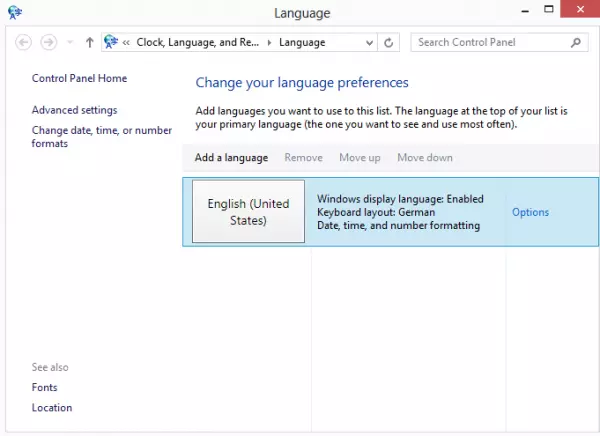 ավելացնել Windows 8 լեզուն