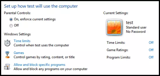 controlli parentali di Windows