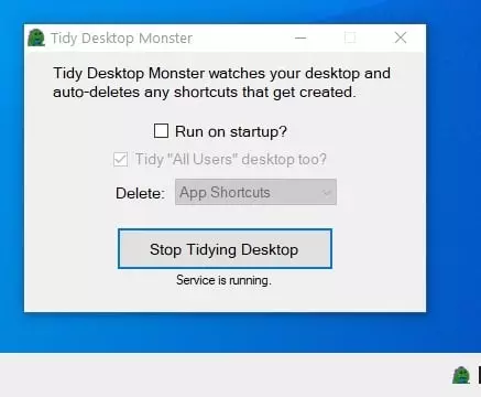 Tidy Desktop Monster estas malfermkoda ilo, kiu forigas ŝparvojojn de via labortablo aŭtomate