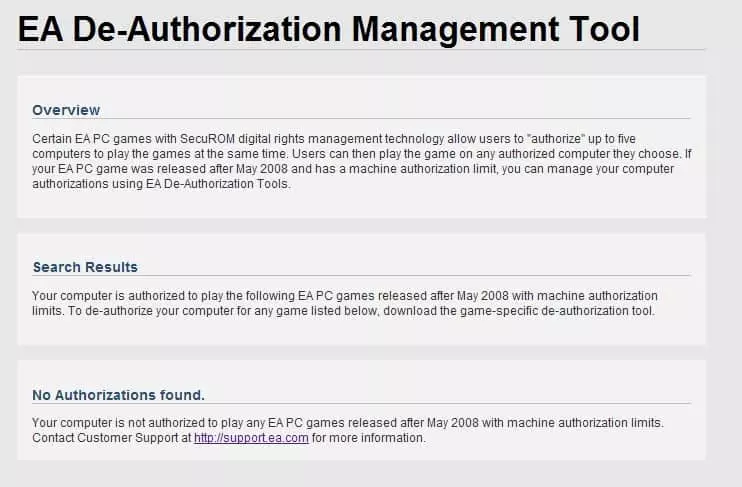 ea de-authorizing management tool