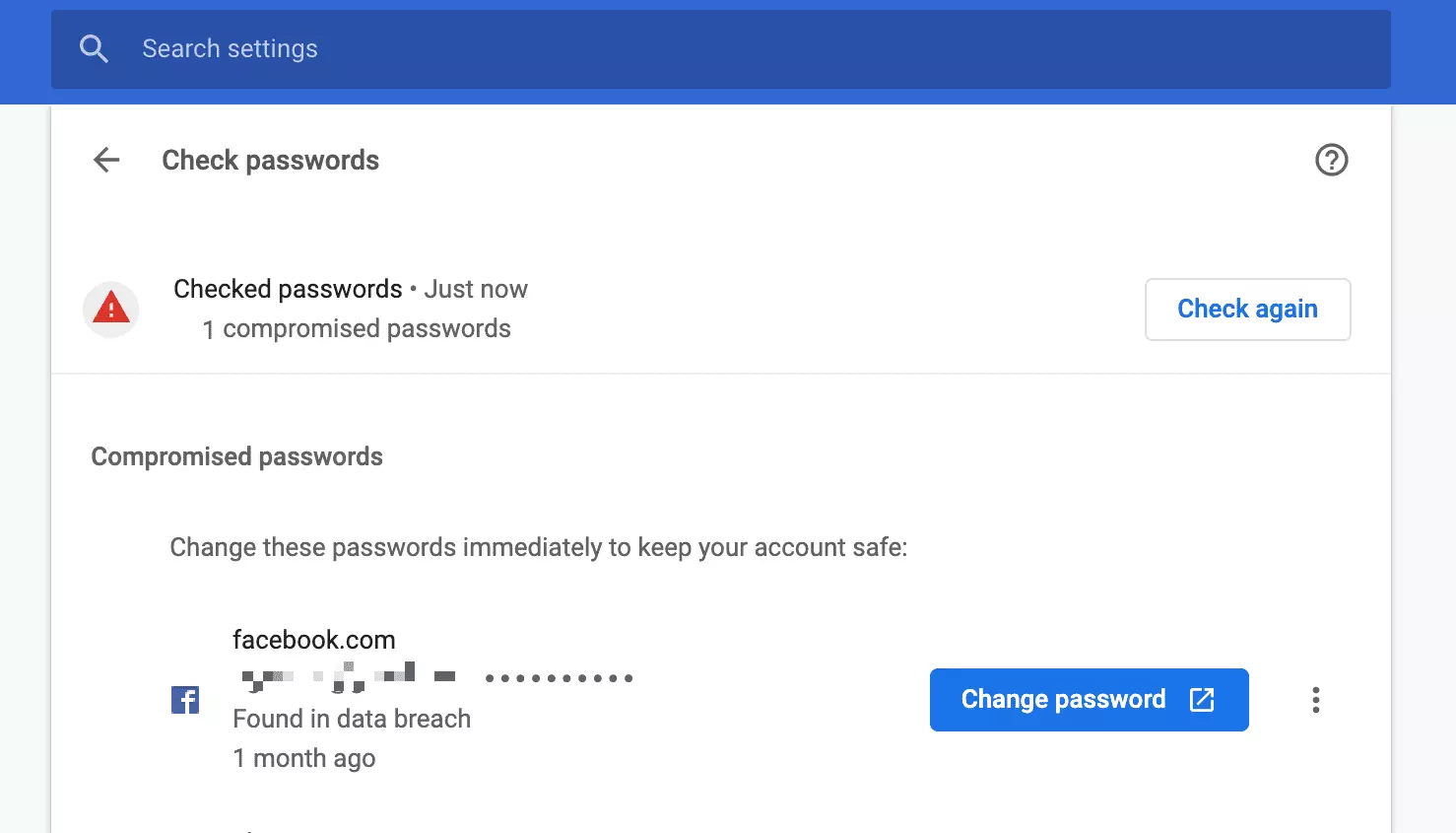 liên kết thay đổi mật khẩu chrome