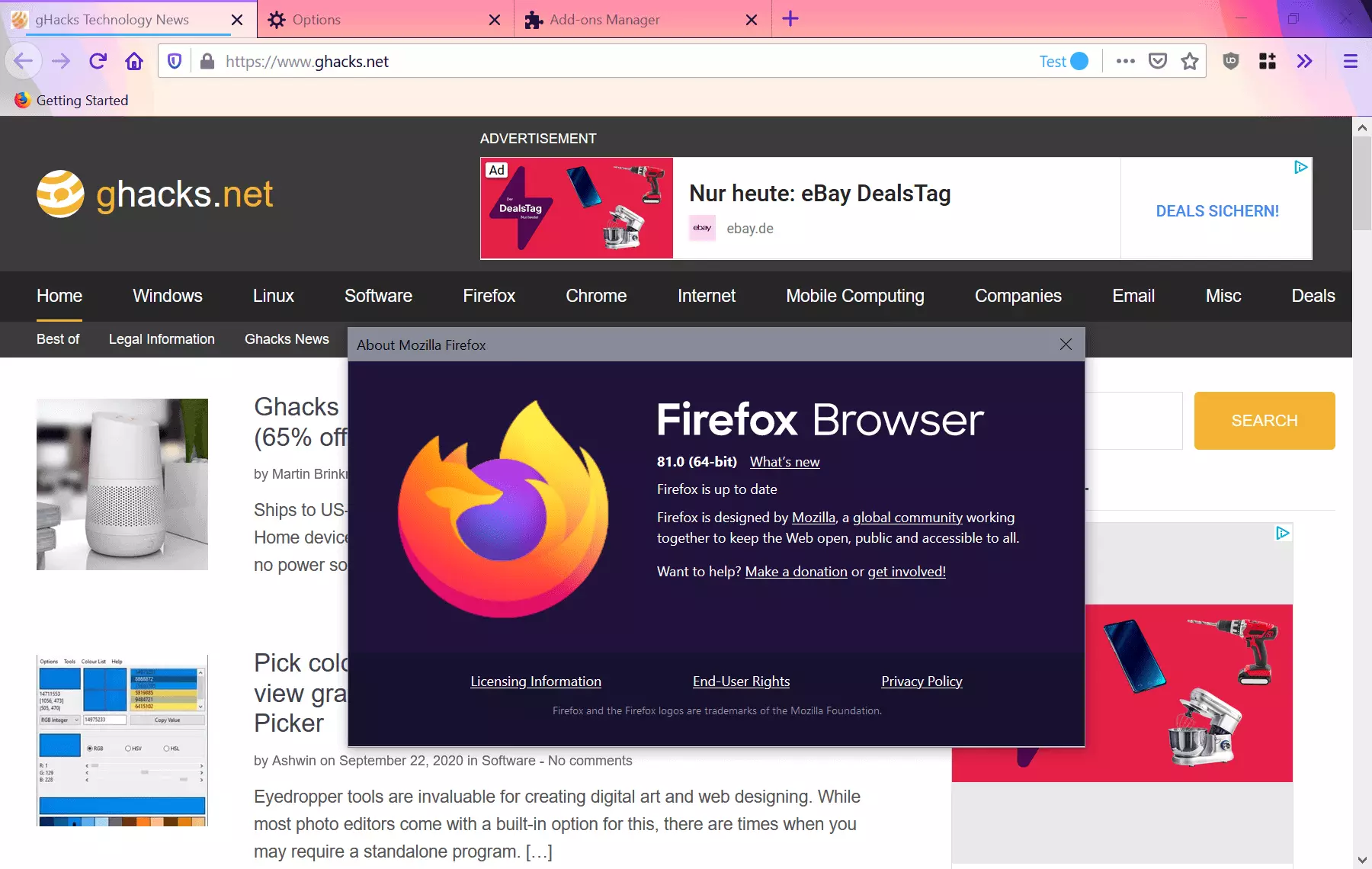 Firefox 81 arakatzailea