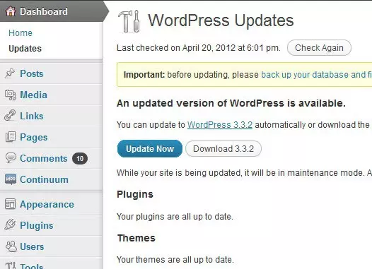 wordpress 3.3.2. Actualizați