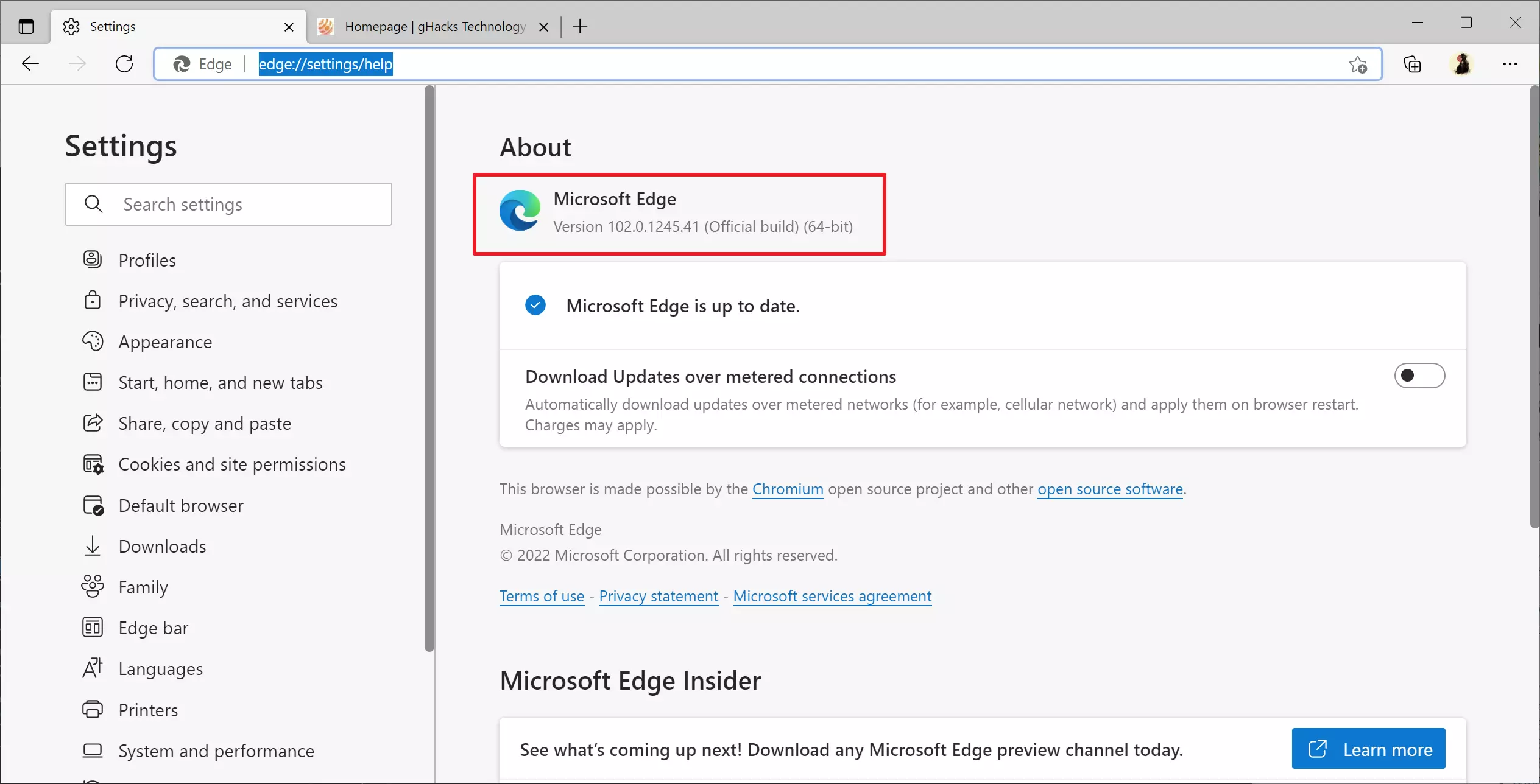 Microsoft Edge 102.0.1245.41 soluciona problemas de seguridade e de impresión de PDF