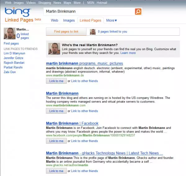 bing linkitetyt sivut