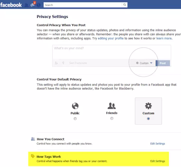 Slå på Tag-anmeldelser på Facebook for å unngå å bli merket automatisk