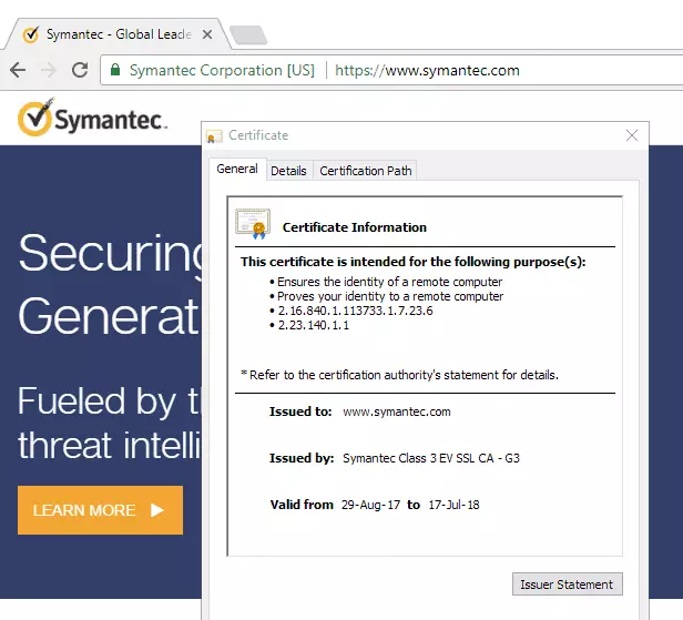 Symantec-Zertifikat Google Chrome Firefox