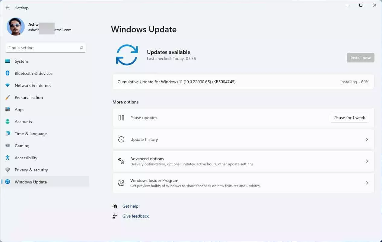 Windows 11 Bản dựng 22000.65