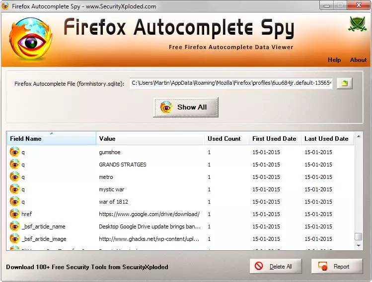 firefox ចារកម្មបំពេញស្វ័យប្រវត្តិ