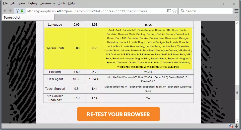 Browser-Font-Fingerprinting