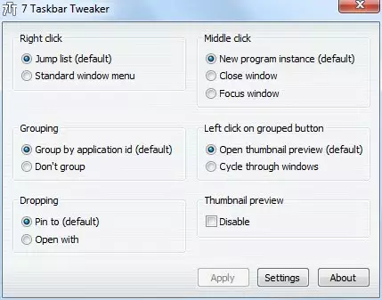 Windows 7 ataza-barra tweaker
