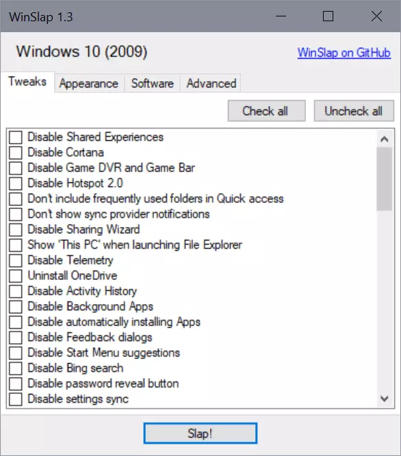 Popraw Windows 10 za pomocą WinSlap