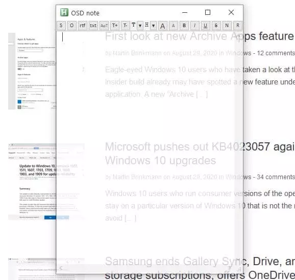 OSD Note interface ndabara