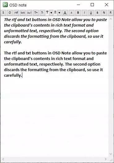 OSD Note RTF және TXT
