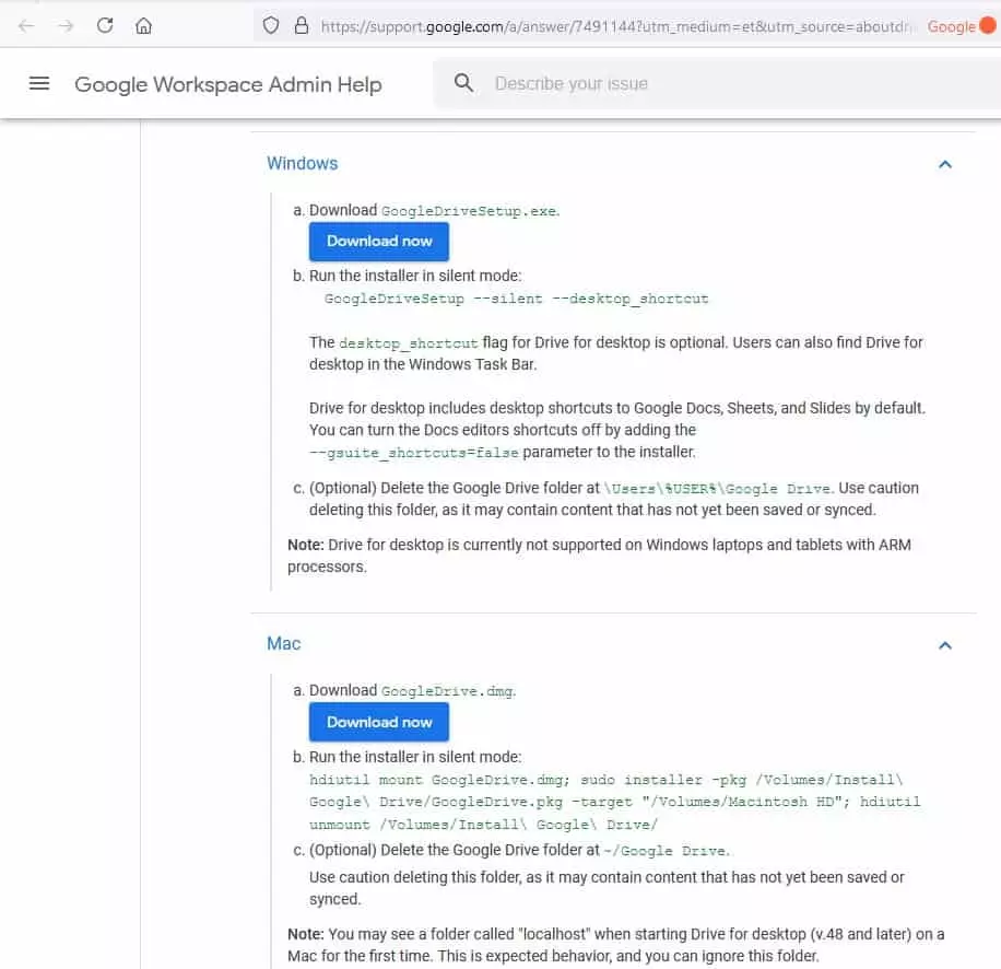 Pag-download ng Drive para sa Desktop offline installer para sa Windows at Mac