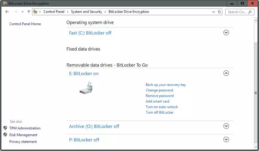 administrado de bitlocker