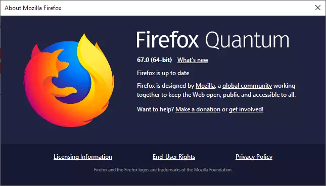 Firefox 67.0 სტაბილური