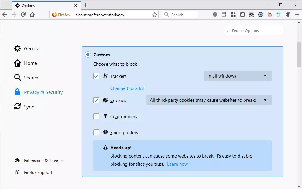 firefox cryptomining fingerprint