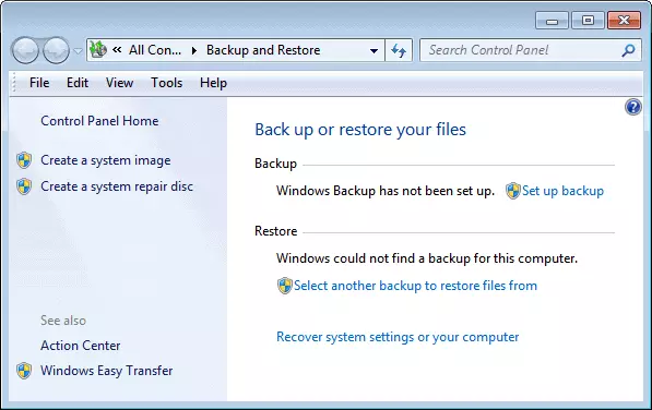 Còpia de seguretat de Windows 7