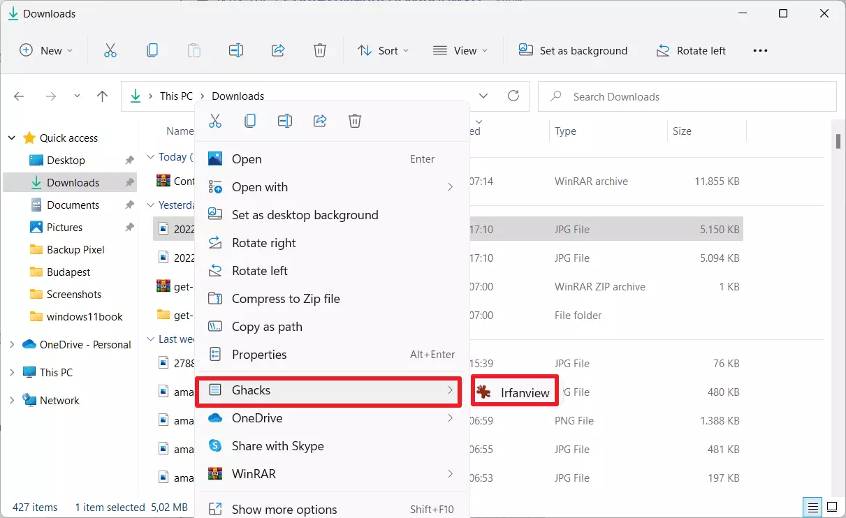 entrada de menú contextual personalizada de windows 11