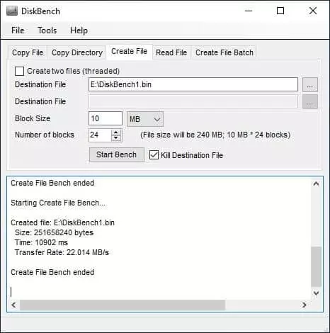 DiskBench создает файл 2