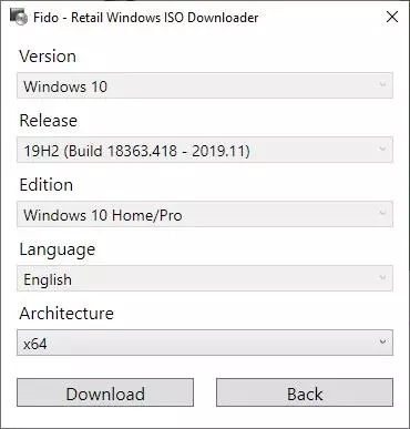 Fido je skript PowerShellu, který můžete použít ke stažení bitových kopií Windows ISO