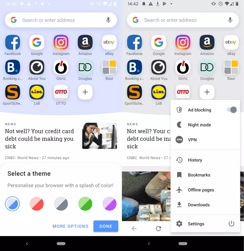 Tema de Android opera 54