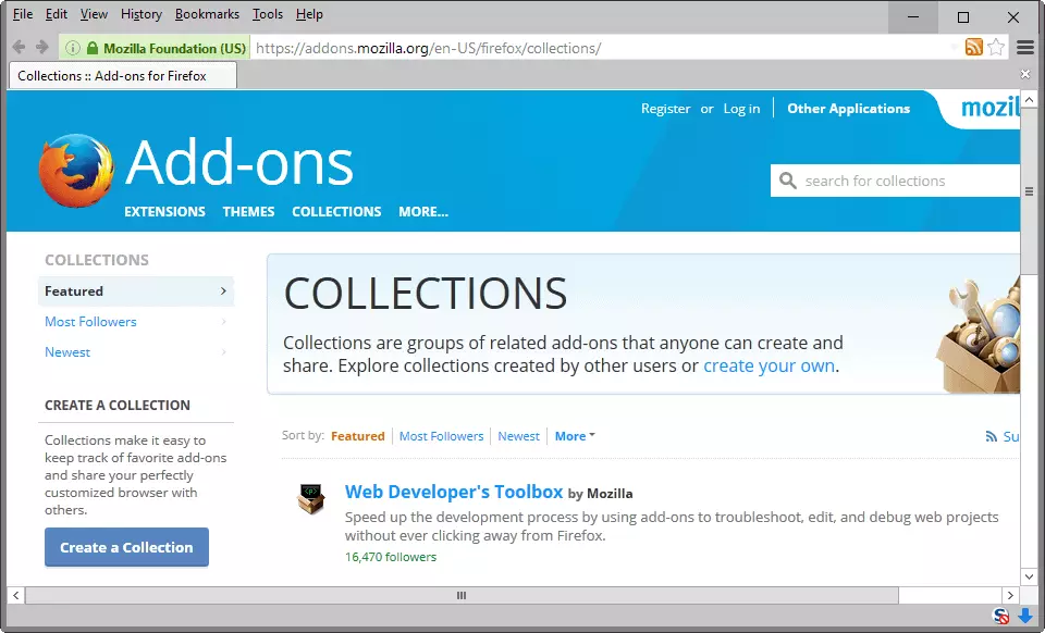 колекции на додатоци на Firefox