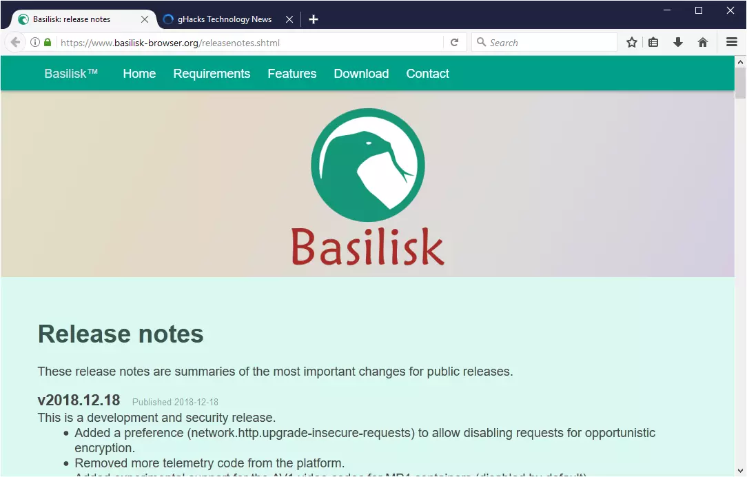 basilisk አሳሽ webextensions