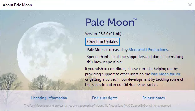 Pale Moon 28.3.0 ተለቋል