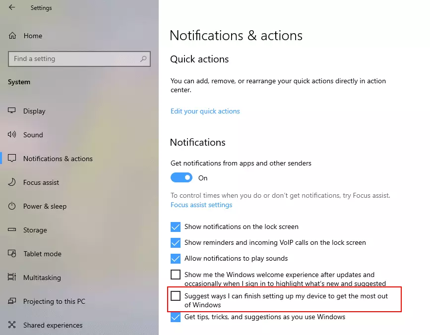 Windows 10 išjungti pasiūlymų gauti daugiau
